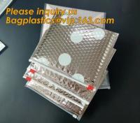 China Factory Shiny Rose Gold Silver Cosmetic Zipper Bubble Bag Self Adhesive Plastic Pe Material Mailer Zip Lock Padded Bag, for sale