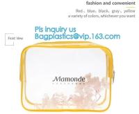 China Trendy transparent PVC makeup bag with nylon handle, pvc hanging travel cosmetic makeup zipper bag, travel makeup organi for sale