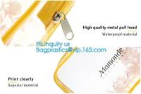 China Trendy transparent PVC makeup bag with nylon handle, pvc hanging travel cosmetic makeup zipper bag, travel makeup organi for sale