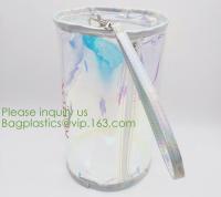 China holographic pvc bags, holographic packs, holographic pouch bags, holographic metialized cosmetic make up, holographic PU for sale