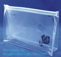 China MultiColor Plastic Slider Zipper Bags, logo printing pvc small zip transparent bag, Standup Cosmetic PVC Bag With Slider for sale