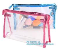 China Clear PVC Makeup Bag With Button Closure Slider Cosmetic Packaging Bags, cosmetic packaging slider bag with custom logo, for sale
