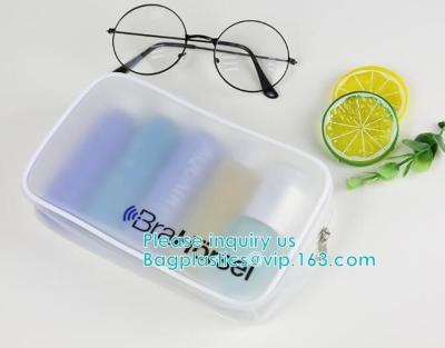 China Vinyl transparent pvc bag cosmetic packing, bottom gusset slider Zip lockkk printed pvc zipper bags, clothing packaging bag for sale