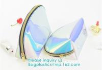 China Custom Laser holographic hologram sewing pvc bag pvc cosmetic makeup bag,Women's Metallic Silver Iridescent Holographic for sale