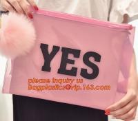China gift and shopping bags with handles customized pvc bag, stationery handle bags with slider zipper, PVC handle plastic ba for sale