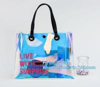 China custom pvc handle bag,pvc gift bag, packaging packing handle bag with button close, vinyl clear pvc tote bags, Reusable for sale