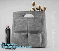 China handmade felt shopping bag with handle, ladies fashion felt tote bag with PU handle, OEM gray 2mm thick felt handle fash for sale