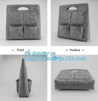 China handmade felt shopping bag with handle, ladies fashion felt tote bag with PU handle, OEM gray 2mm thick felt handle fash for sale