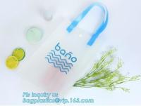 China Waterproof recycled handle shopping square bottom transparent pvc plastic bag, promotion gifts packing plastic handle PV for sale