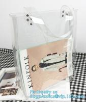 China Eco-friendly washable kraft paper with PVC handle bag for women, Die cut handle soft PVC packaging bags for tool, handy for sale