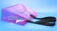 China customized handle logo clear pvc bag with zipper china manufacturer, environmental friendly clear pvc plastic handle bag for sale