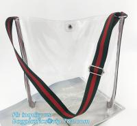 China PVC Tote Shoulder Bag Gym Travel Beach shopping bags, Made in China transparent PVC shoulder bag clutch bag, packaging for sale