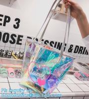 China popular bench shoulder bag transparent pvc bag, PVC Tote Bag Shoulder Handbag Transparent PVC Beach Bag, casual beach ba for sale