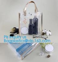 China Custom Stadium Tote Bag Clear Shoulder PVC Bag with Zipper, pvc letter bucket bag clear transparent jelly shoulder tote for sale