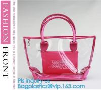 China PVC tote shoulder bag for work and school, handle bag with long shoulder strap waterproof clear pvc tote bag, PVC Women for sale