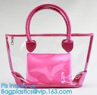 China PVC tote shoulder bag for work and school, handle bag with long shoulder strap waterproof clear pvc tote bag, PVC Women for sale