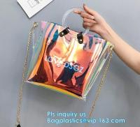 China Promotional fashion soft pvc tote beach bag pvc handbag, handbag min min handbag for kids, Zipper Pocket Clear Beach Han for sale