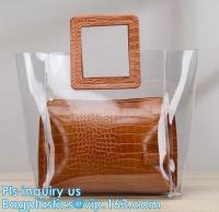 China Promotional Sport Travel Womens Shopping Shoulder Strap Clear PVC Zipper Beach Tote Bag, shoulder PVC jelly bag tote han for sale