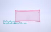 China Embroidery Logo black nylon mesh cosmetic bag with zipper, mesh net zipper cosmetic makeup bag with custom logo, Women M for sale