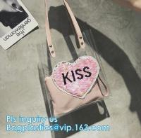 China Handle Style PVC Material Shopping Tote Bags, Vinyl PVC Tote Handle Cosmetic Handbag Swimming Bag for Girls, black mesh for sale
