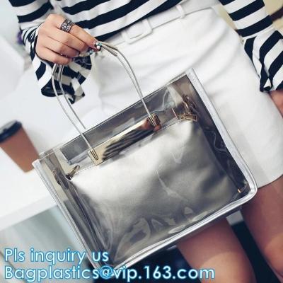 China promotional pvc handbag for christmas, Shoulder Handbag with Interior Pocket, tote shoulder PVC sling clear vinyl beach for sale
