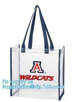 China clear vinyl pvc zipper bags with handles, waterproof shopping clear pvc cosmetic handles plastic bag with snap button for sale