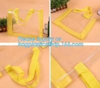 China PVC and non woven zippered apparel packaging bag, gift package bag with handle, bags with zipper and sewn handle, carry for sale