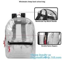 China High School Pvc Backpack Bag In Bag In America With Cosmetic Bag, Clear pvc backpack, clear plastic bags, clear backpack for sale