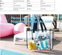 China Summer Detachable Women Transparent PVC Handbag Shoulder Bag, handle shoulder strap sand vinyl tote clear pvc beach bag for sale