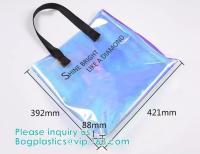 China Neon Rainbow Hologram PVC Tote Bag custom holographic handbag PVC handle beach bag,Cosmetic Makeup Travel Pouch,Zipper for sale