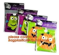 China Plastic Halloween Treat Gift Bags Christmas Candy Bags,50pcs Halloween treat bag/ PE bag/gift bag with opp bag and heade for sale