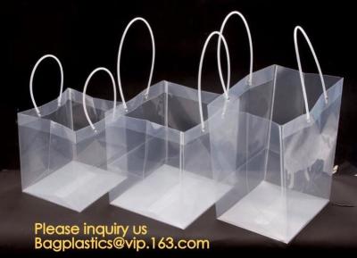 China frosted gusset clear HDPE Plastic die cut soft loop handle shopping candy christmas gift bags,bag with customized logo for sale