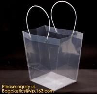 China frosted gusset clear HDPE Plastic die cut soft loop handle shopping candy christmas gift bags,bag with customized logo for sale