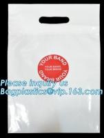 China Custom printed die cut handle plastic bags manufacturer 12 x 15 inch light green promotional recycle grocery shopping ba for sale