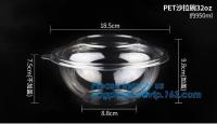 China 1250ml Clear Round Disposable Large PET Plastic Fruit Salad Bowl with Lid Packaging Cup,Disposable PET Plastic Salad Bow for sale