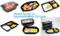 China Food container tray,Black 5 Compartment Food Packaging Blister Plastic Fruit Tray,blister plastic microwave food ovenabl for sale