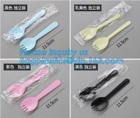 China Eco friendly reusable dinner bamboo cutlery set for Travelling,Cartoon Handle Cutlery Set for Kids Tableware bagplastics for sale