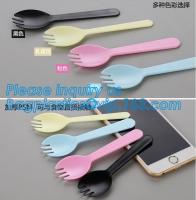 China Eco friendly reusable dinner bamboo cutlery set for Travelling,Cartoon Handle Cutlery Set for Kids Tableware bagplastics for sale