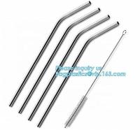 China Eco-friendly reusable metal drinking straw stainless steel straw set with brush in blister card packing bagease bagplast for sale