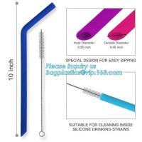 China Reusable Drinking Environmentally Friendly Dinnerware Wrapped Silicone Straws BPA Free for sale