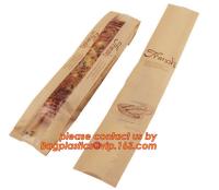 China Clear Window bleached kraft paper bag bread bag, paper kraft bag, French Baguette bread paper bag, Long Size Toast Bags, for sale