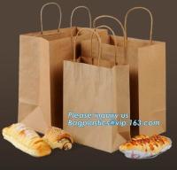 China Custom printed kraft paper bags food grade with window bread packaging paper bags,Custom kraft breakfast pastry packagin for sale