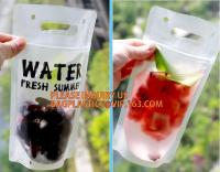 China Beverage Pouch with Plastic Straw Hand-held Clear Zipper Stand Up Juice Drink Bag,Logo Print beverage packaging sack bag for sale