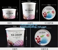 China OEM Print logo food grade cheap disposable icecream cup with lids,flexo printing take away ice cream paper cup with dome for sale