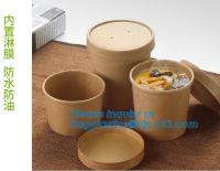 China Disposable kraft paper soup cup_Double wall disposable hot coffee kraft paper soup cup_Easy Take away cups lid spoon for sale