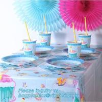 China cheap price embossed surface transparent disposable plastic table covers,54