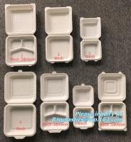 China cornstarch eco Green 16oz Food Container Sugarcane Biodegradable Square Disposable Paper Salad Tray/Bowl bagplastics, pa for sale