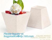 China Wheat straw Compostable HEXAGON shape dessert cup,square wheat plastic dessert cup,Pla Plastic Disposable Corn Starch Cu for sale