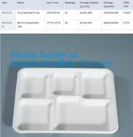 China Eco Friendly sugarcane bagasse plates display tray,disposable 5 compartments sugarcane pulp plates with lid, bagplastics for sale