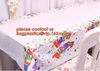 China cartoon theme party for kids happy birthday party tableware, Festival Pink Tablecover Supply,Transparent Rectangle Kitch for sale